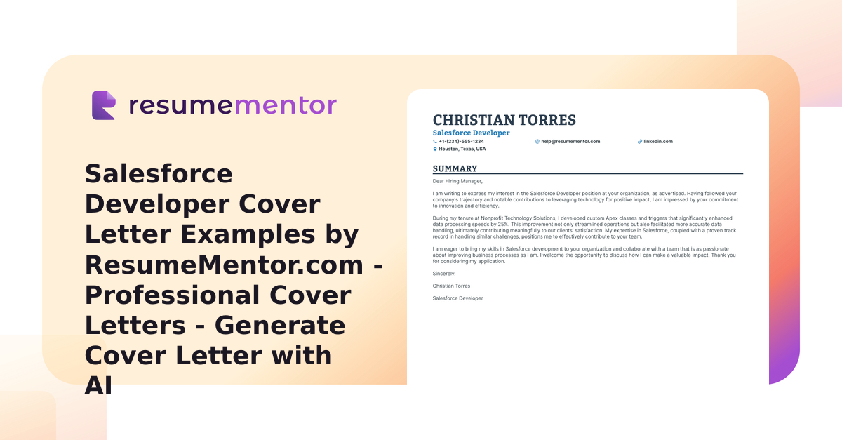 Salesforce Developer Cover Letter Examples by ResumeMentor.com ...
