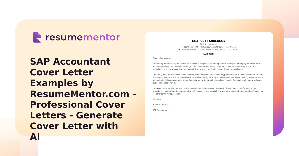 SAP Accountant Cover Letter Examples by ResumeMentor.com - Professional ...