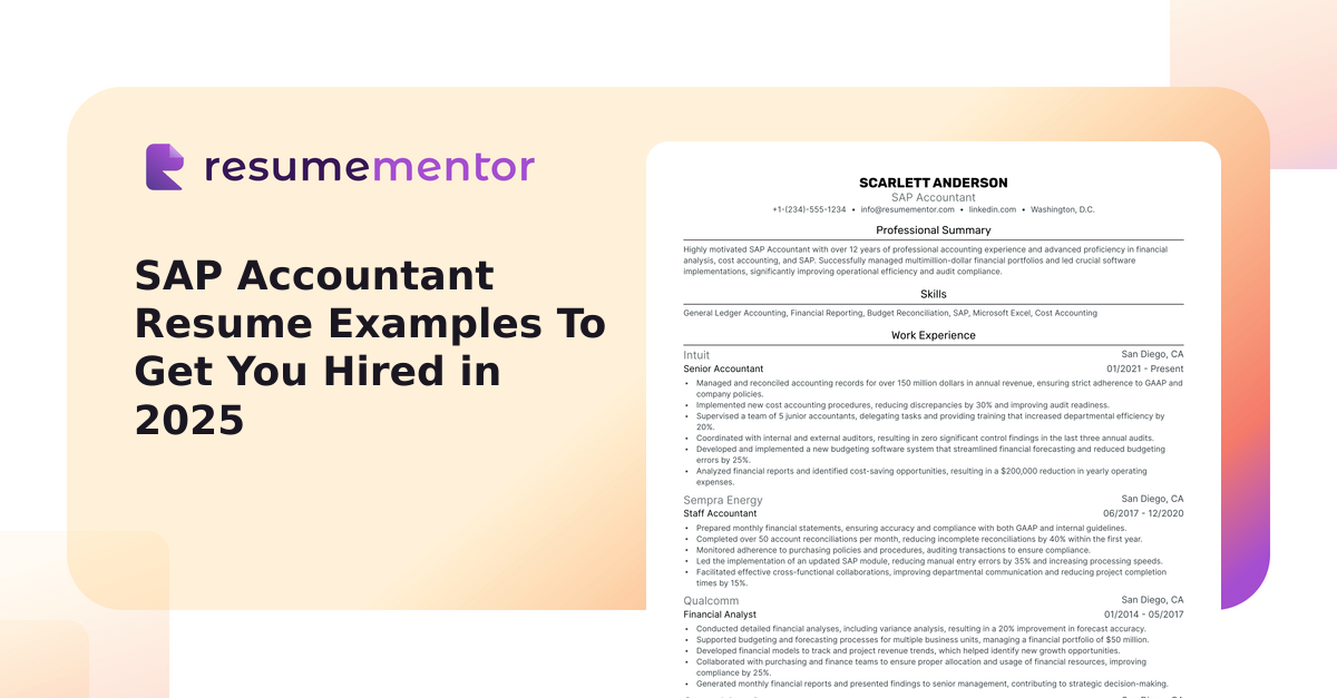 SAP Accountant Resume Examples To Get You Hired in 2025