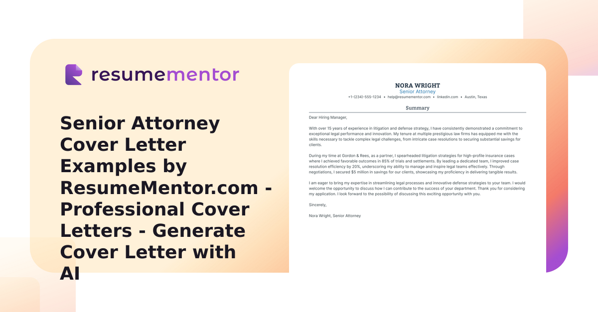 Senior Attorney Cover Letter Examples by ResumeMentor.com ...