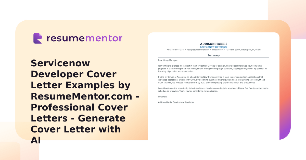 Servicenow Developer Cover Letter Examples by ResumeMentor.com ...