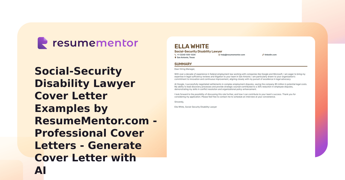 Social-Security Disability Lawyer Cover Letter Examples by ResumeMentor ...