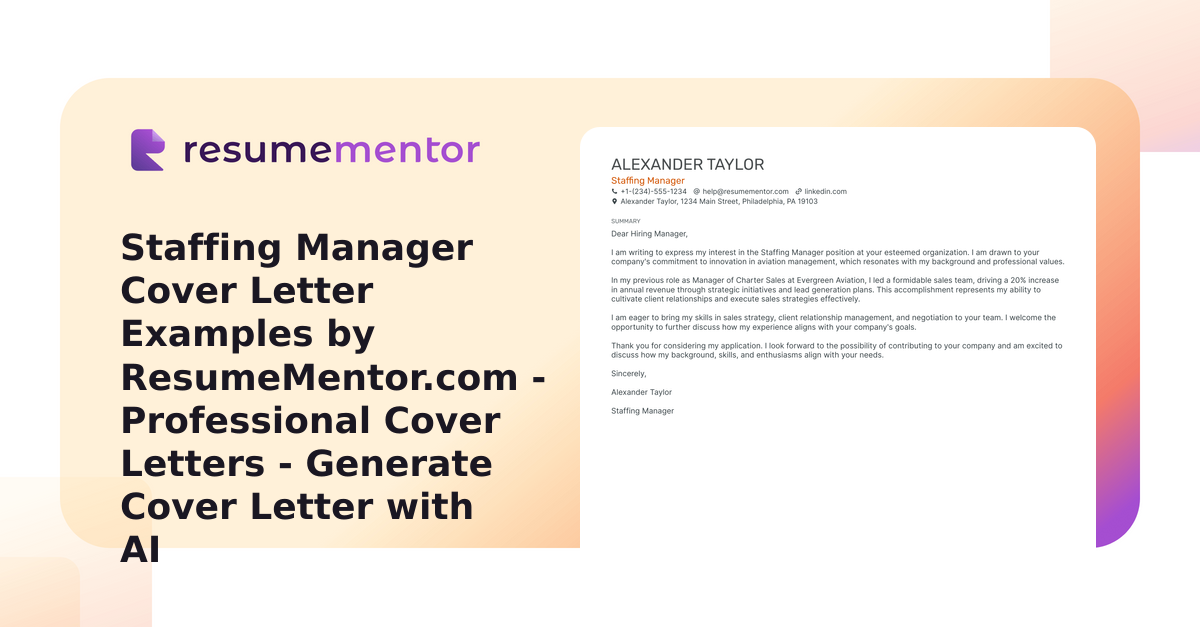 Staffing Manager Cover Letter Examples by ResumeMentor.com ...
