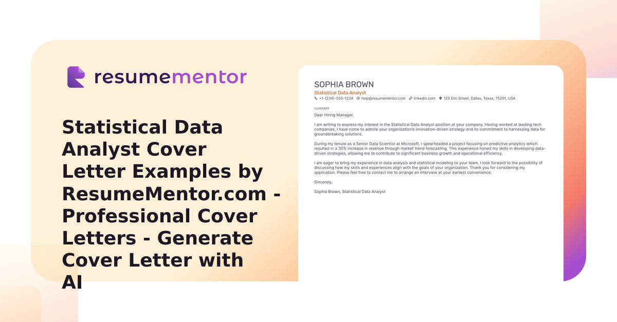 Statistical Data Analyst Cover Letter Examples by ResumeMentor.com ...