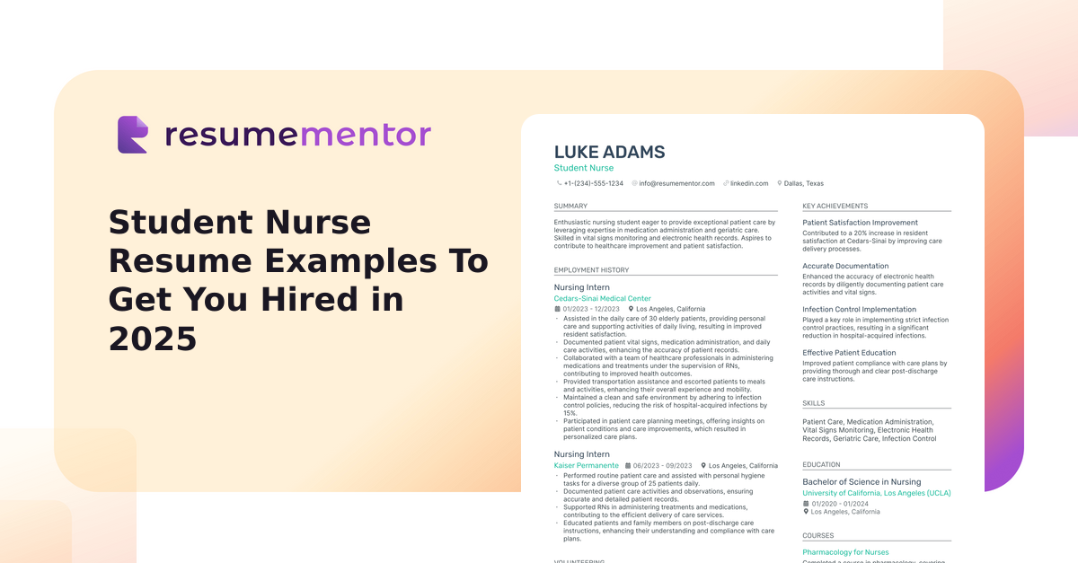 Student Nurse Resume Examples To Get You Hired in 2025