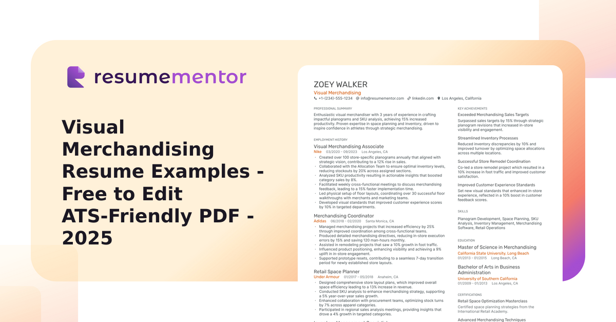 Visual Merchandising Resume